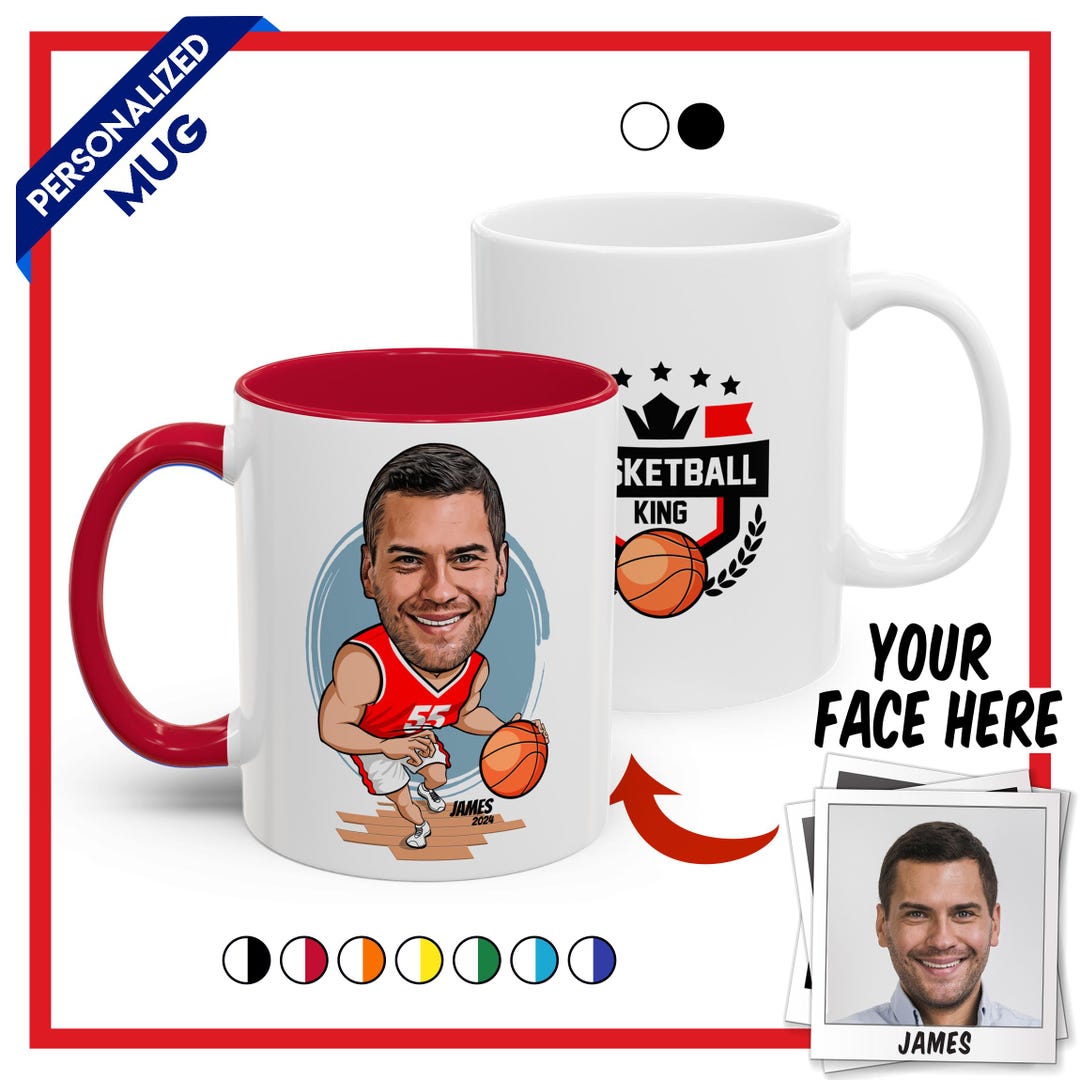 Personalized Basketball Mug, Custom Caricature Basketball Coffee Cup ...