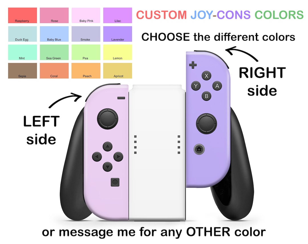 Solid Pastel Colors Nintendo Switch Skin Custom Multi-color Gamers ...