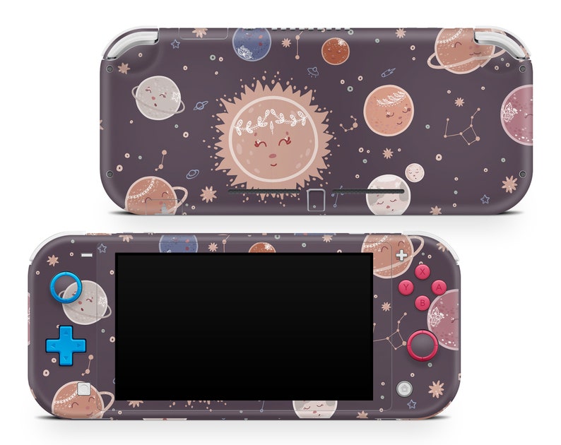Violet Space Pattern Nintendo Switch Lite Vinyl Skin Cute Planets Set Decal Nintendo Lite ...