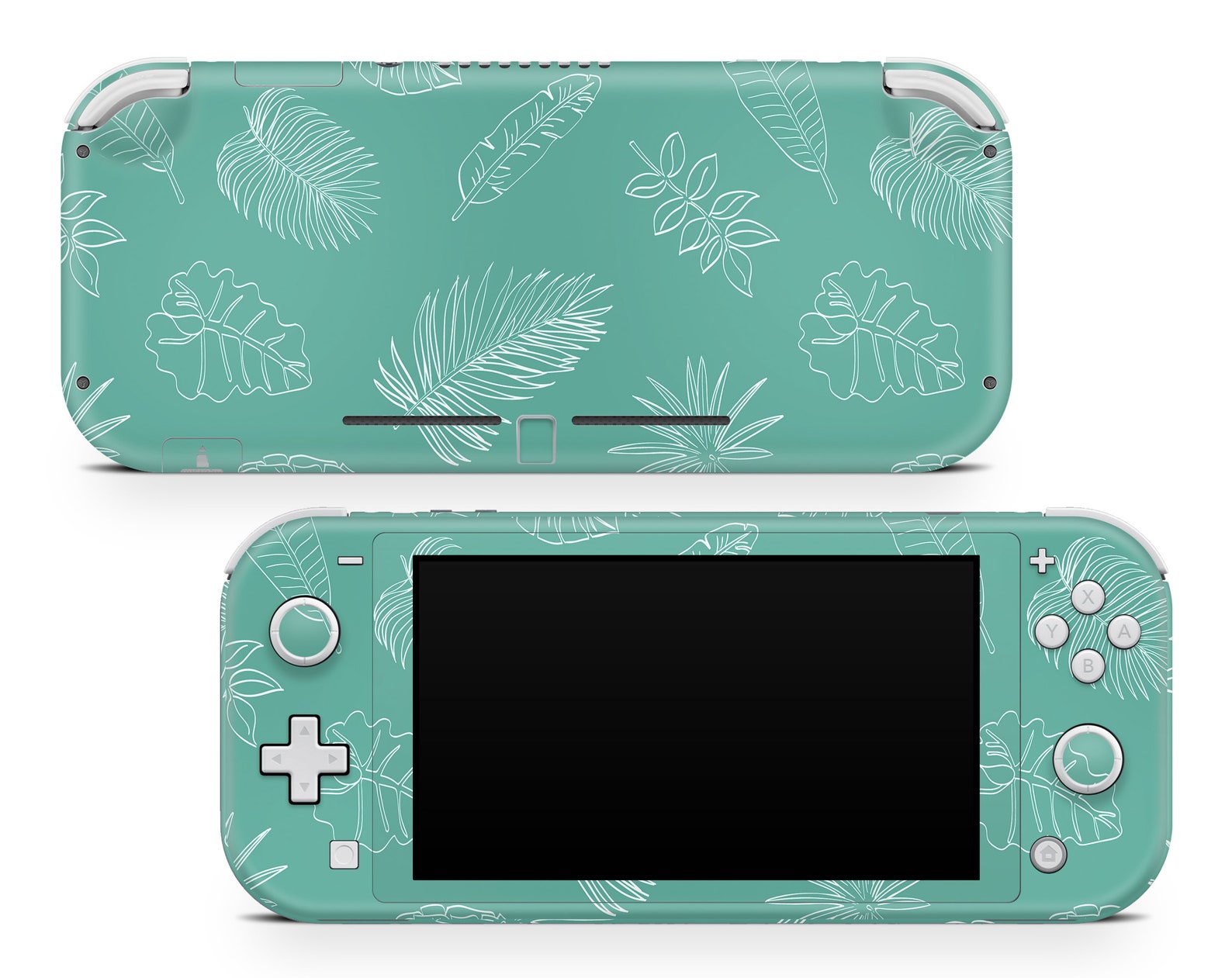 Turquoise Nintendo Switch Lite Vinyl Skin White Leaves Pattern - Etsy