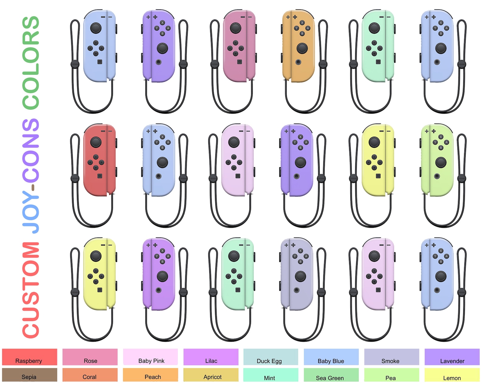 Solid Pastel Colors Nintendo Switch Skin Custom Multi-color - Etsy