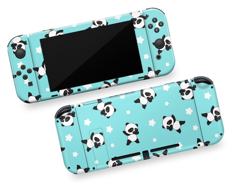 Cute Panda Pattern Nintendo Switch Vinyl Sticker Turquoise - Etsy
