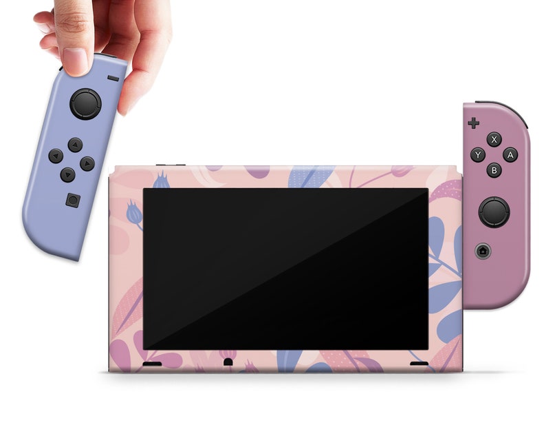Pink Floral Pattern Nintendo Switch 2 Vinyl Sticker Violet & Purple ...