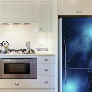 Deep Blue Universe Space Gold Marble Refrigerator Skin Abstract Fridge ...
