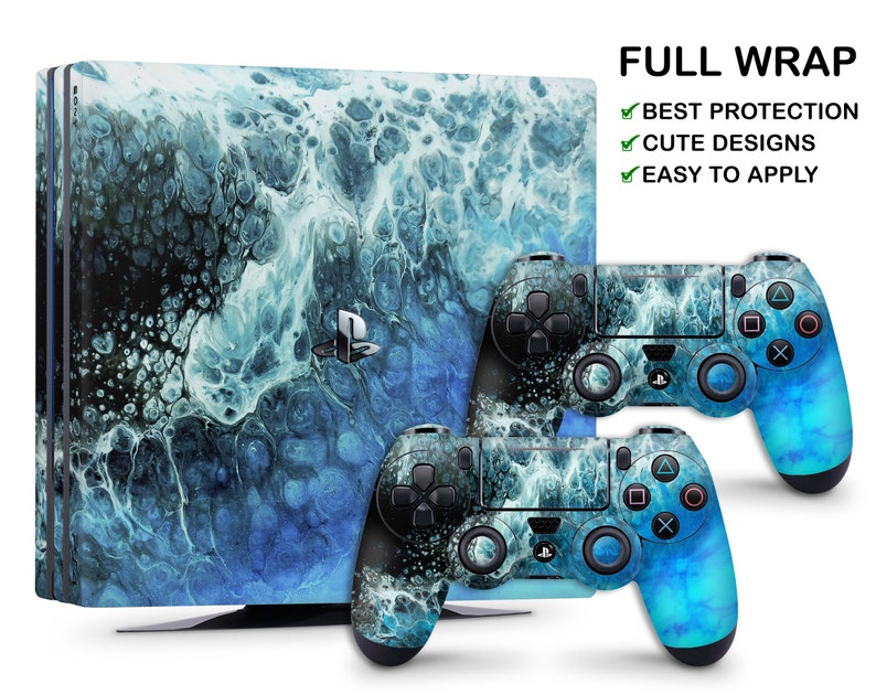 Playstation 4 Pro Liquid Acrylic Skin PS5 Deep Blue Sticker Playstation ...