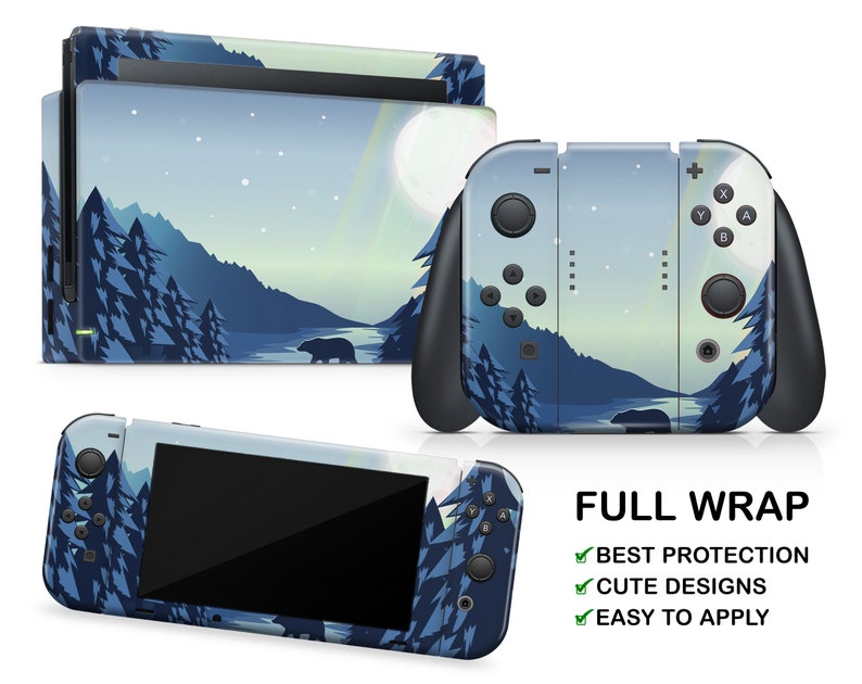 Blue Moonlight Night Nintendo Switch Skin Mountains Landscape - Etsy