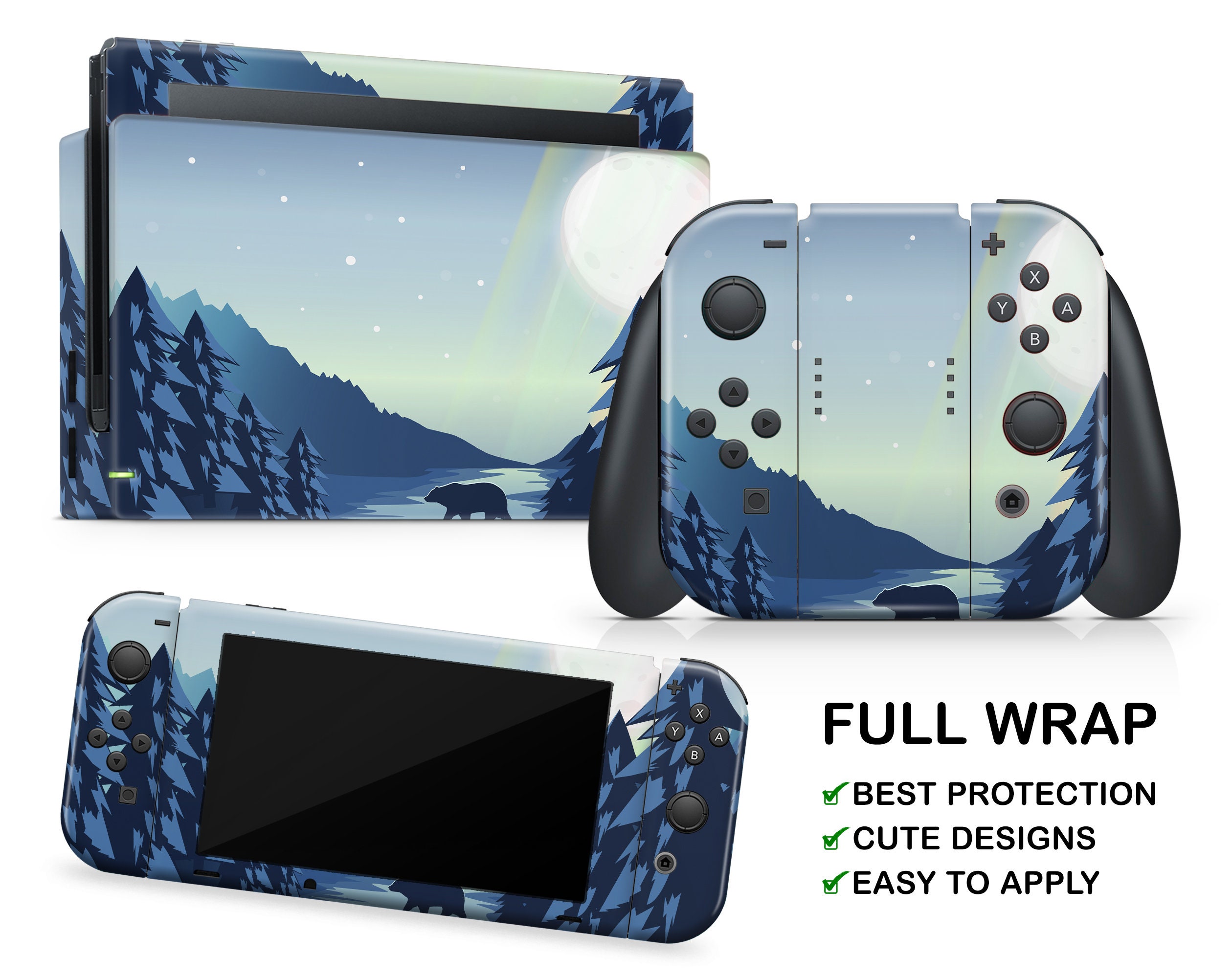 Blue Moonlight Night Nintendo Switch Skin Mountains Landscape - Etsy