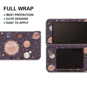 Deep Violet Space Pattern Nintendo 3DS XL Vinyl Skin Cute Planets ...