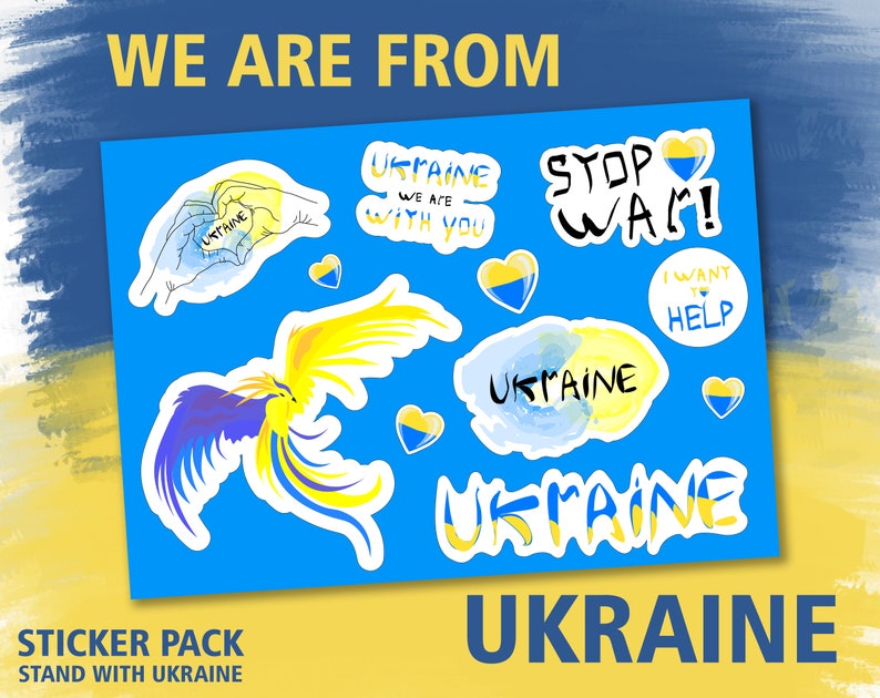 STAND WITH UKRAINE Stickers Support Ukraine Vinyl Sticker Pack - Etsy