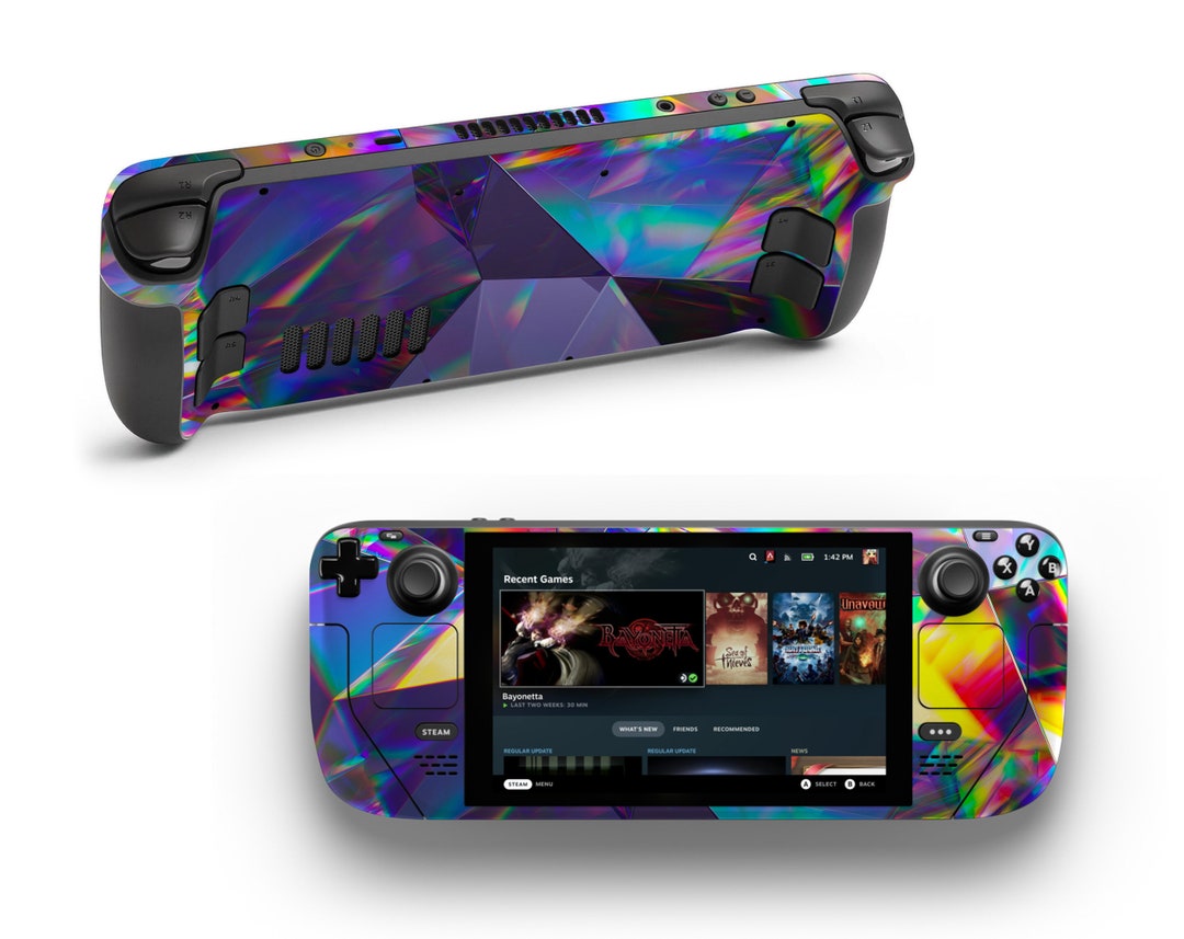 Holographic Mirror Pattern Steam Deck Vinyl Skin Colorful Abstract ...