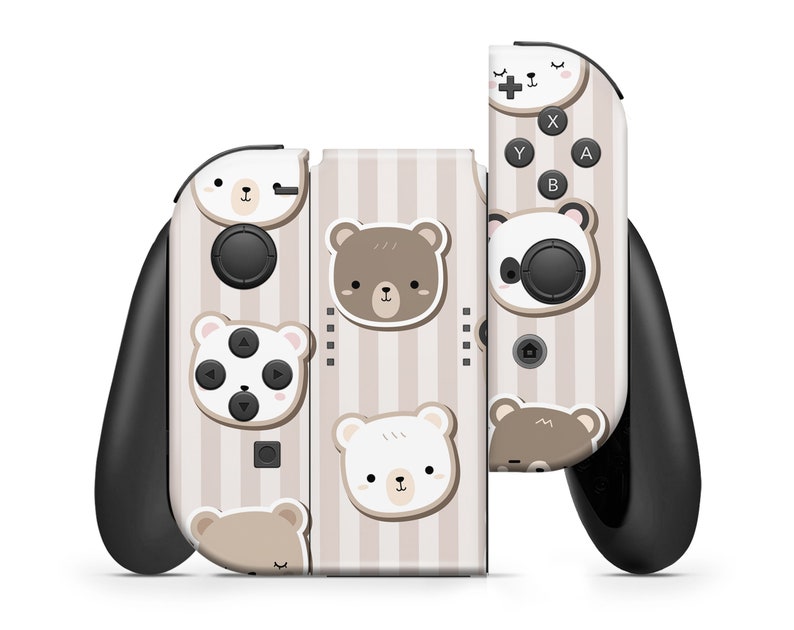 Cute Bears Pattern Nintendo Switch Vinyl Sticker Beige Pastel | Etsy