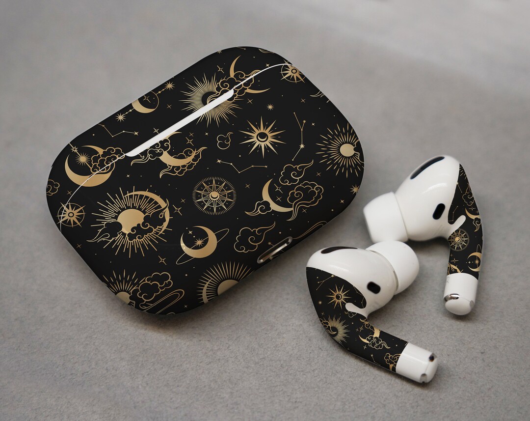 Airpods Pro Gen 1, 2 Dark Astrology Moon Pattern Skin AirPod Earphones ...