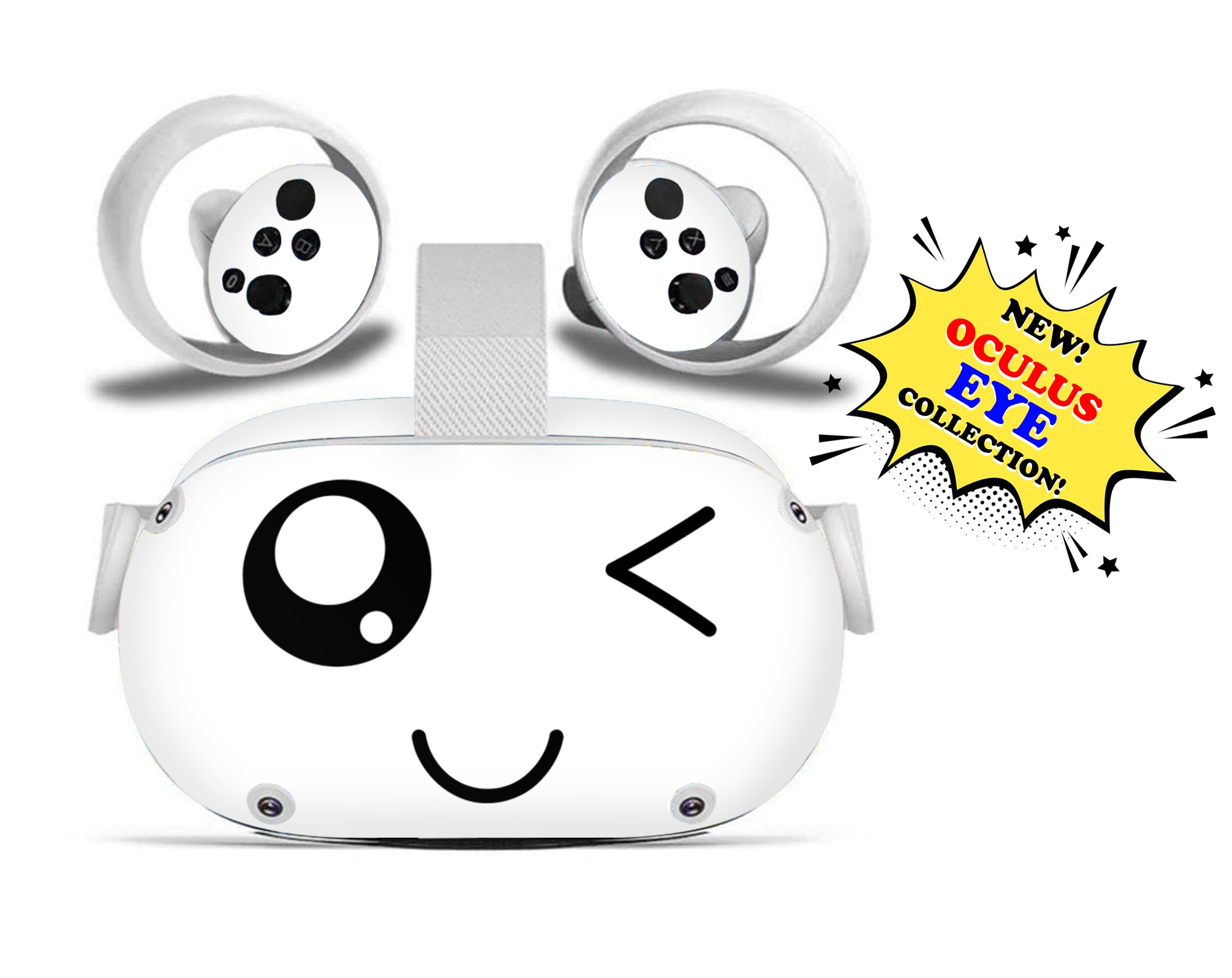 Cute Anime Winked Face Oculus Quest 2 Pattern Vinyl Skin Oculus Quest 2 ...