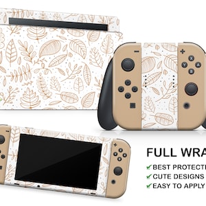 Beige Floral Pattern Nintendo Switch Vinyl Sticker Beige Solid Colors ...