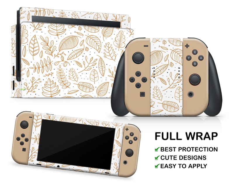Beige Floral Pattern Nintendo Switch Vinyl Sticker Beige Solid | Etsy