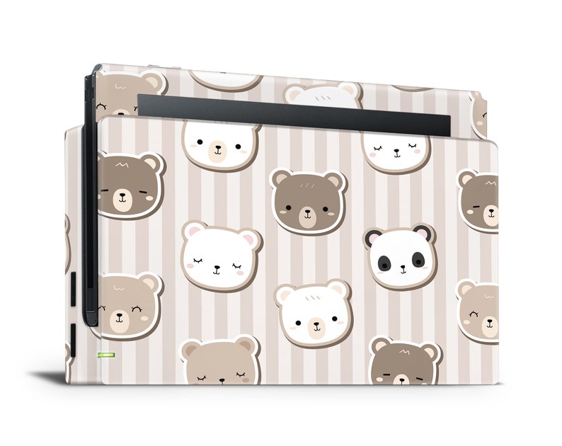 Cute Bears Pattern Nintendo Switch Vinyl Sticker Beige Pastel | Etsy