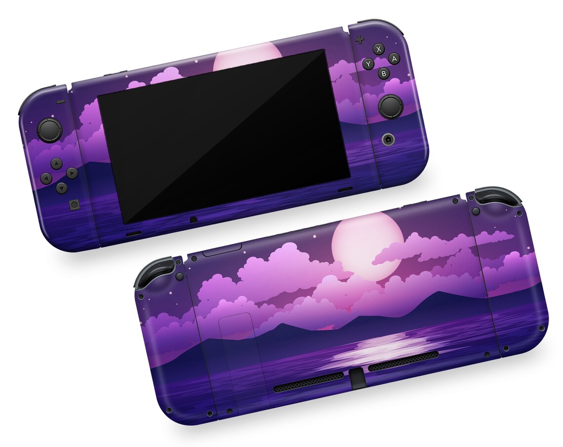 Violet Moonlight Night Nintendo Switch Skin Cloudy Pattern Joy | Etsy