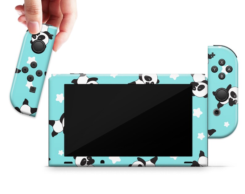 Cute Panda Pattern Nintendo Switch Vinyl Sticker Turquoise - Etsy