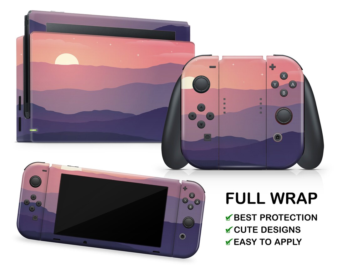 Purple Sunset Nintendo Switch Skin Mountains Landscape Joy Cons Sticker ...