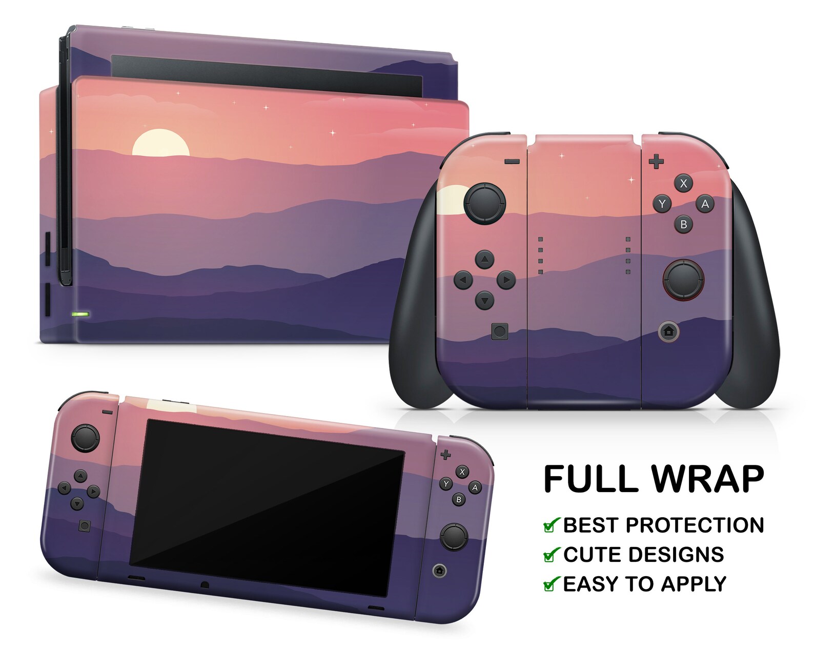 Purple Sunset Nintendo Switch Skin Mountains Landscape Joy - Etsy