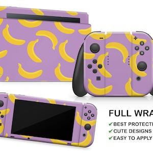 Bananas Pattern Nintendo Switch Vinyl Skin Fruits Switch Violet Purple ...