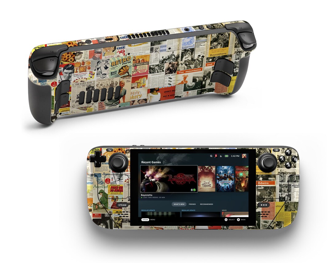 Retro Magazines Pattern Steam Deck Vinyl Skin Vintage Gaming Skin Steam ...