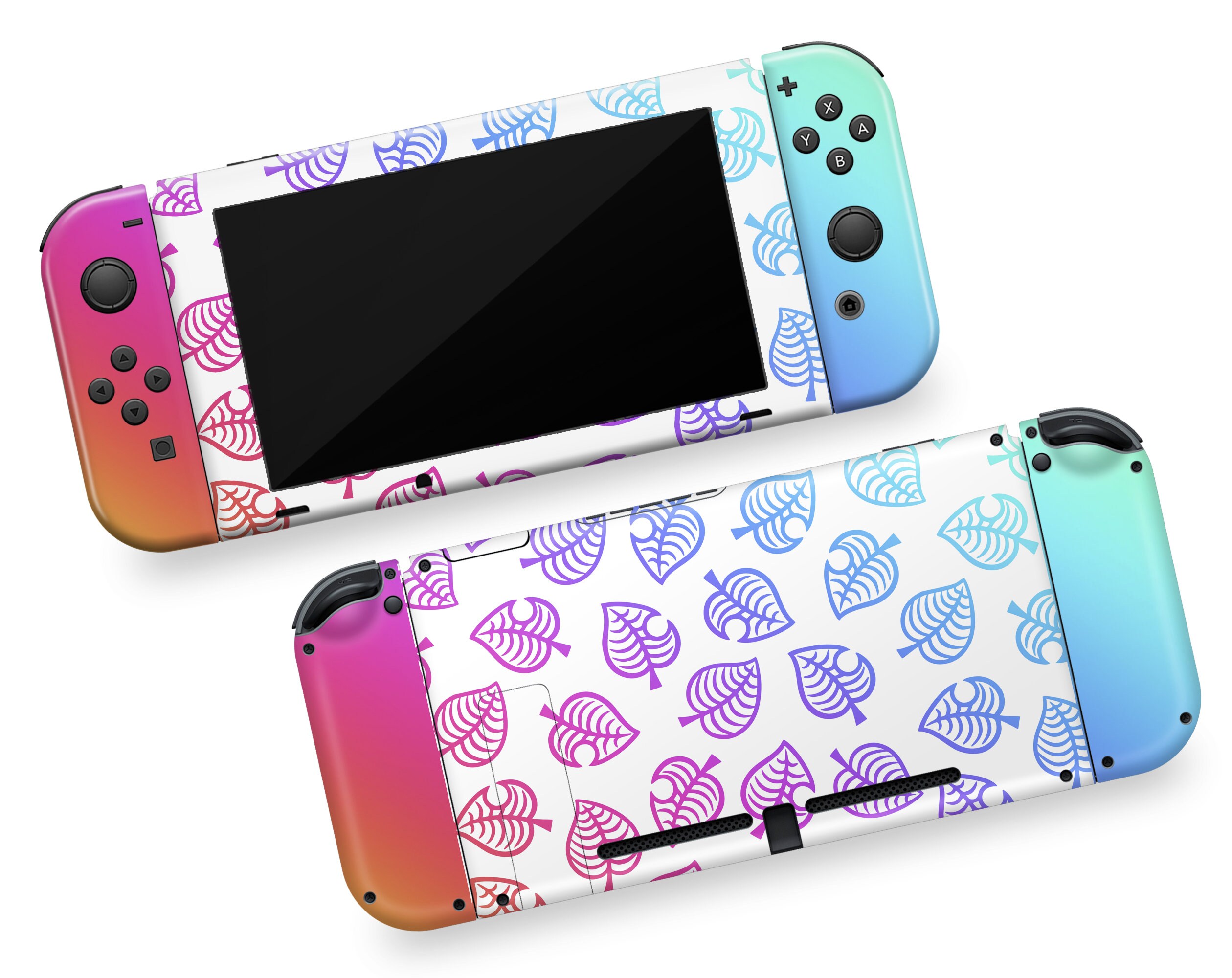 Rainbow Leaves Pattern Nintendo Switch Vinyl Sticker Gradient | Etsy