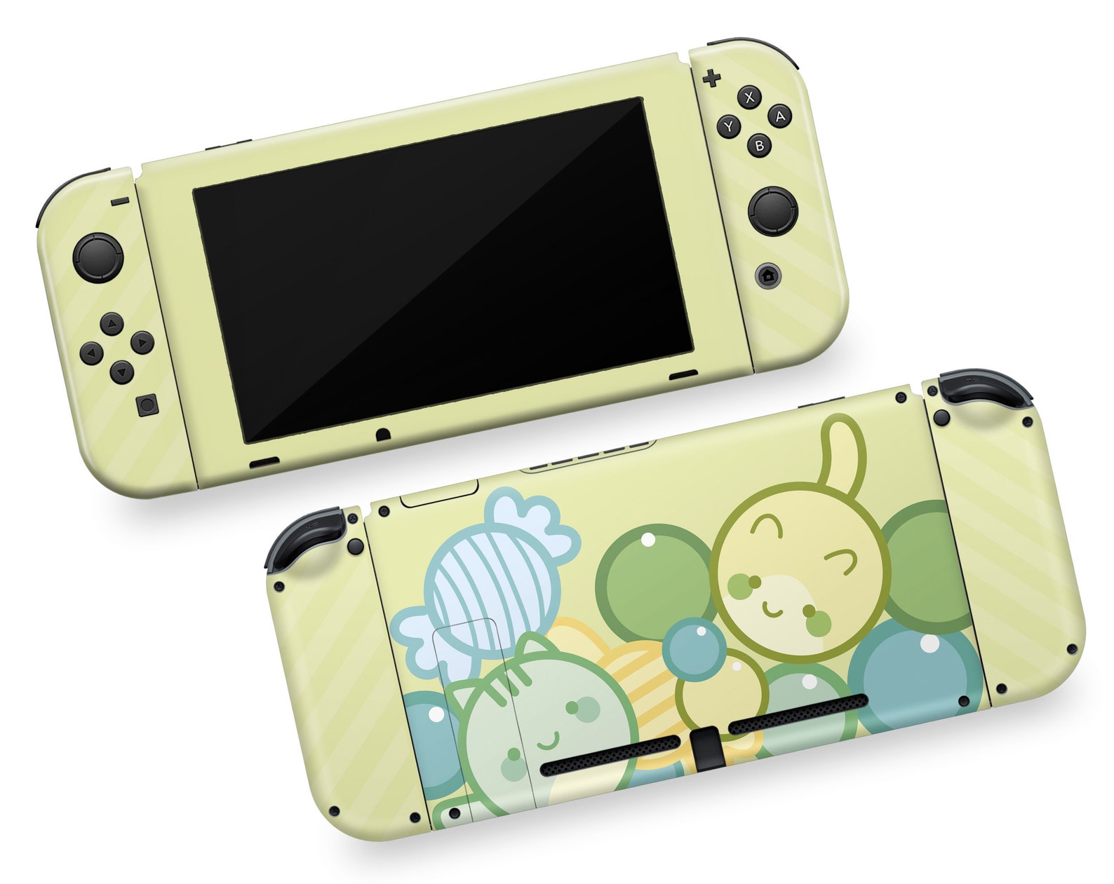 Cute Animals Pattern Nintendo Switch Vinyl Skin Yellow | Etsy