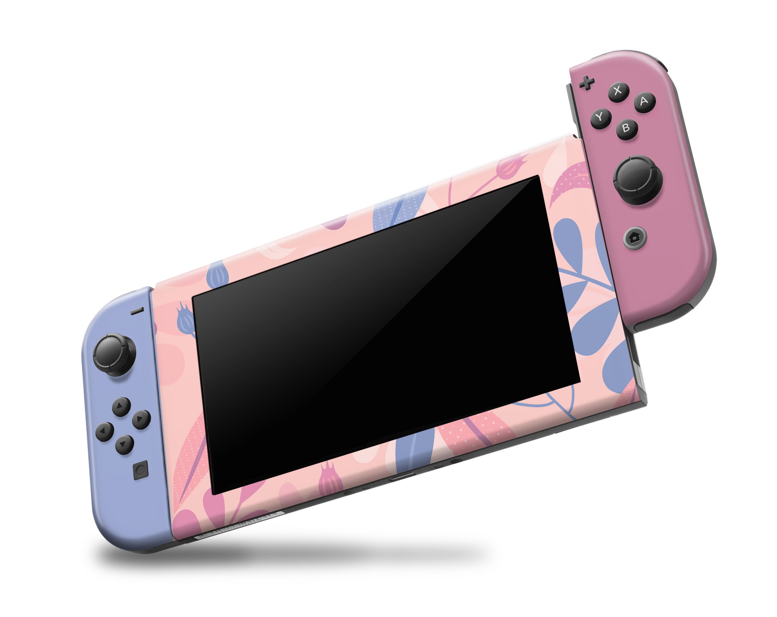 Pink Floral Pattern Nintendo Switch 2 Vinyl Sticker Violet & Purple ...