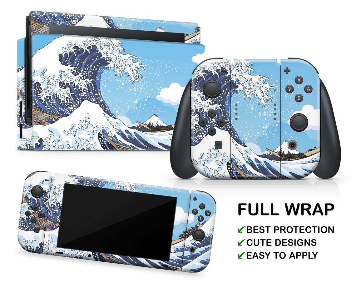 Cartoon Ocean Wave Nintendo Switch Skin Light Blue Clouds Sky - Etsy