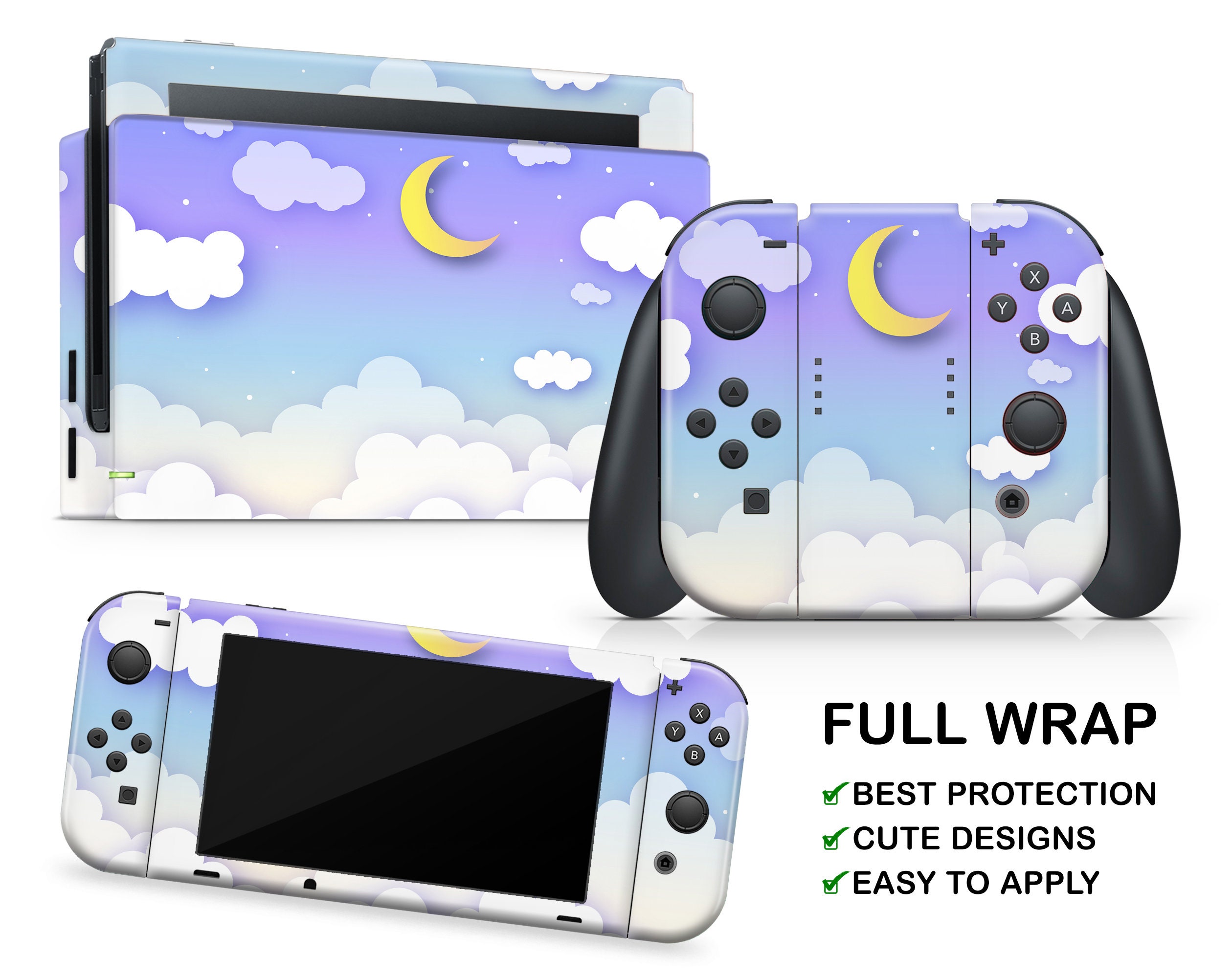 Blue Sky Nintendo Switch Skin Cartoon Clouds Gamers Joycons | Etsy