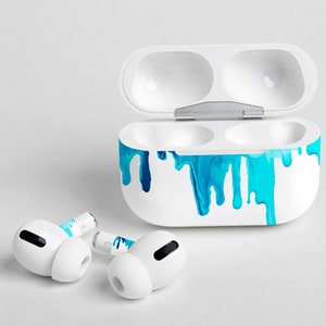 Blue Paint Airpods Pro Gen 1, 2 Abstract Acrylic Pattern Skin AirPod 4 ...