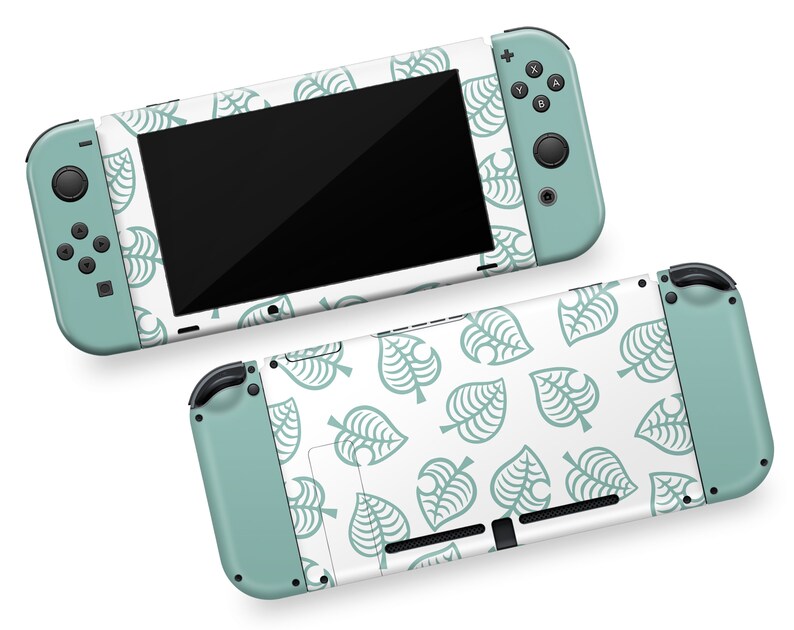 Green Leaves Pattern Nintendo Switch Vinyl Sticker Turquoise | Etsy