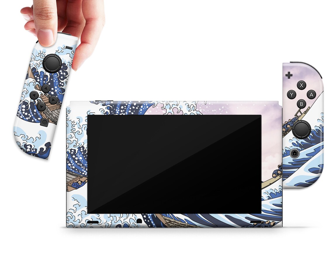 Cartoon Ocean Wave Nintendo Switch Skin Violet Clouds Sky | Etsy
