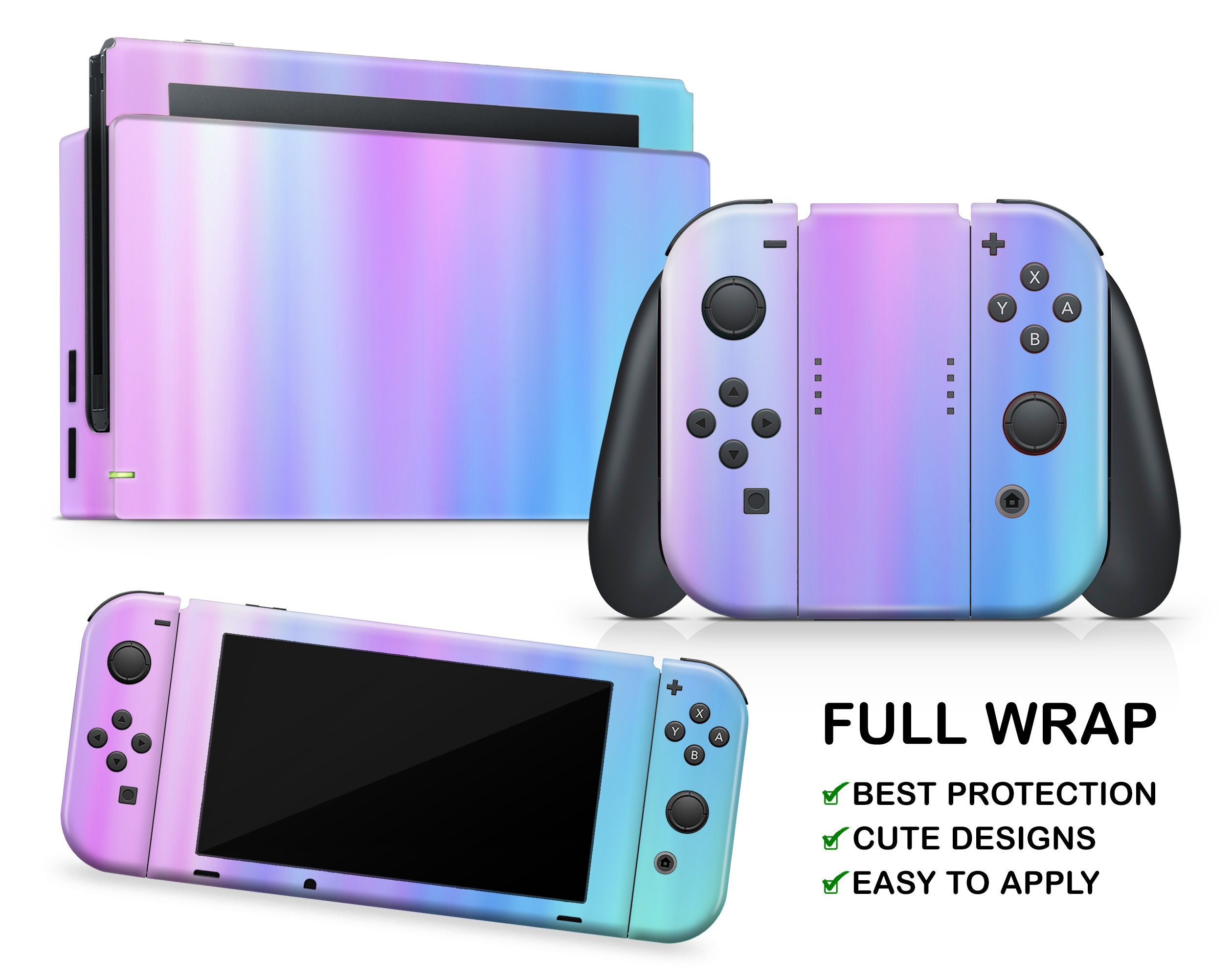 Colorful Rainbow Nintendo Switch Vinyl Sticker Violet Stripes - Etsy