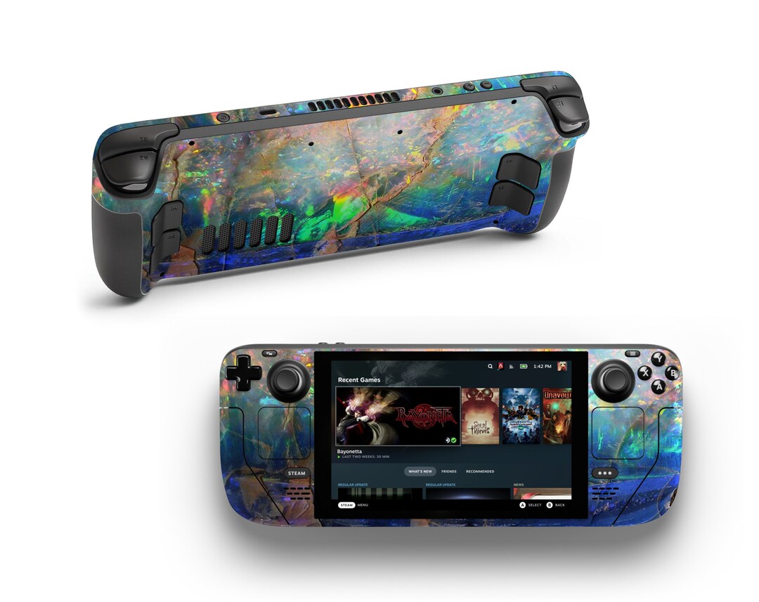 Holographic Opal Pattern Steam Deck Vinyl Skin Gemstones Marble Gaming ...