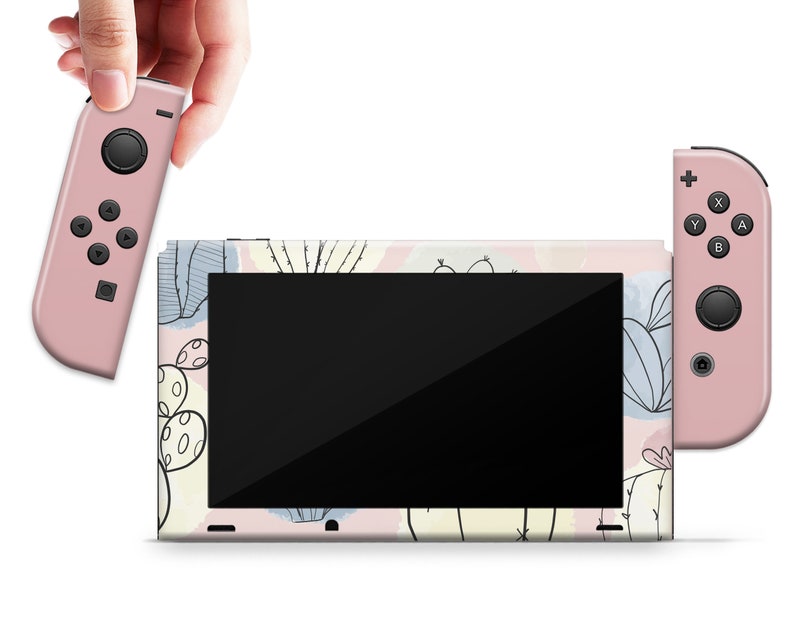 Green Cactuses Pattern Nintendo Switch Vinyl Sticker Pink | Etsy