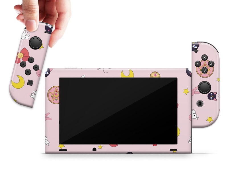 Anime Pattern Nintendo Switch Vinyl Sticker Cute Kawaii Anime Moon Girl ...