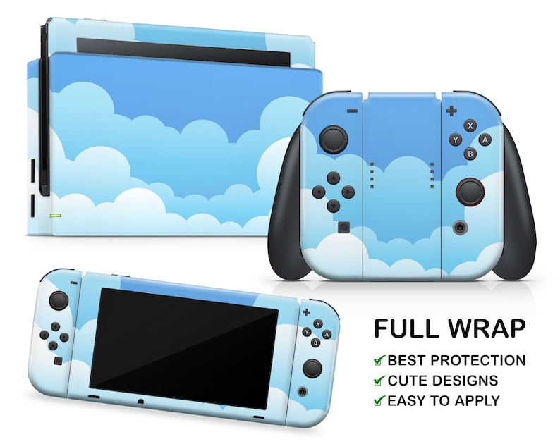 Light Blue Sky Nintendo Switch Vinyl Skin Cartoon Clouds - Etsy