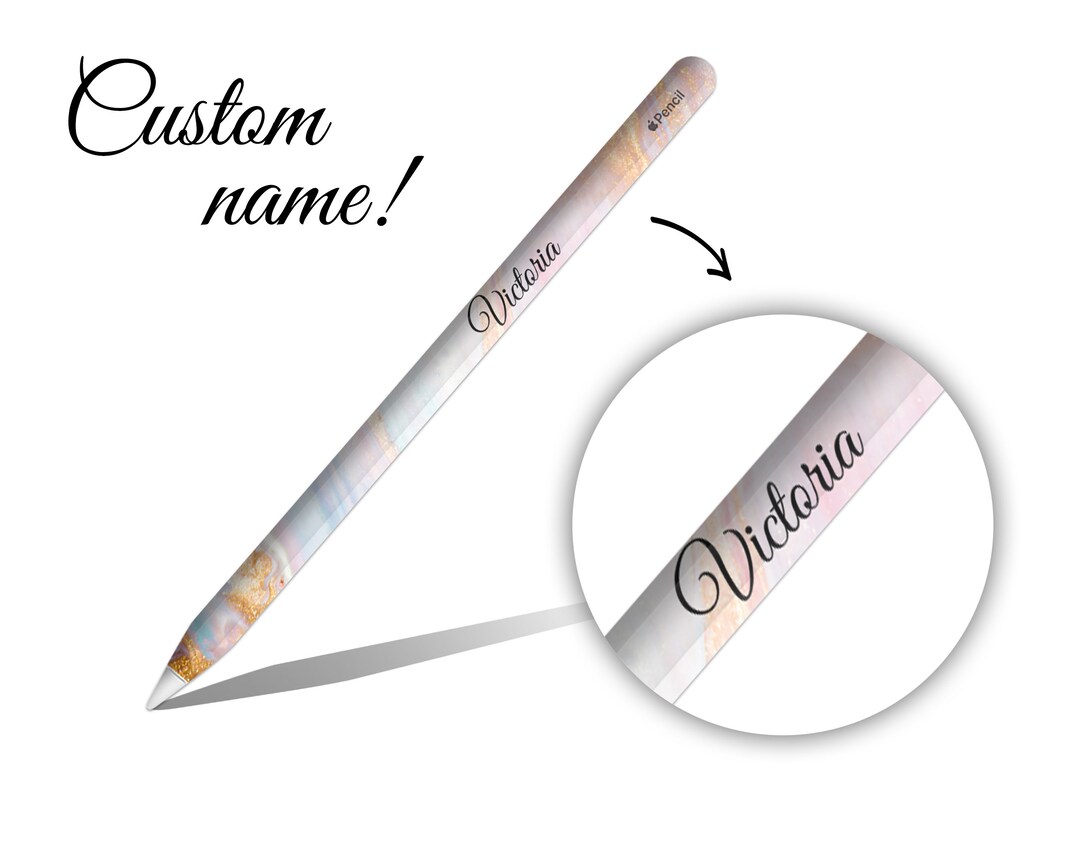 Custom Name Colorful Marble Pattern Apple Pencil 1st 2nd Generation ...