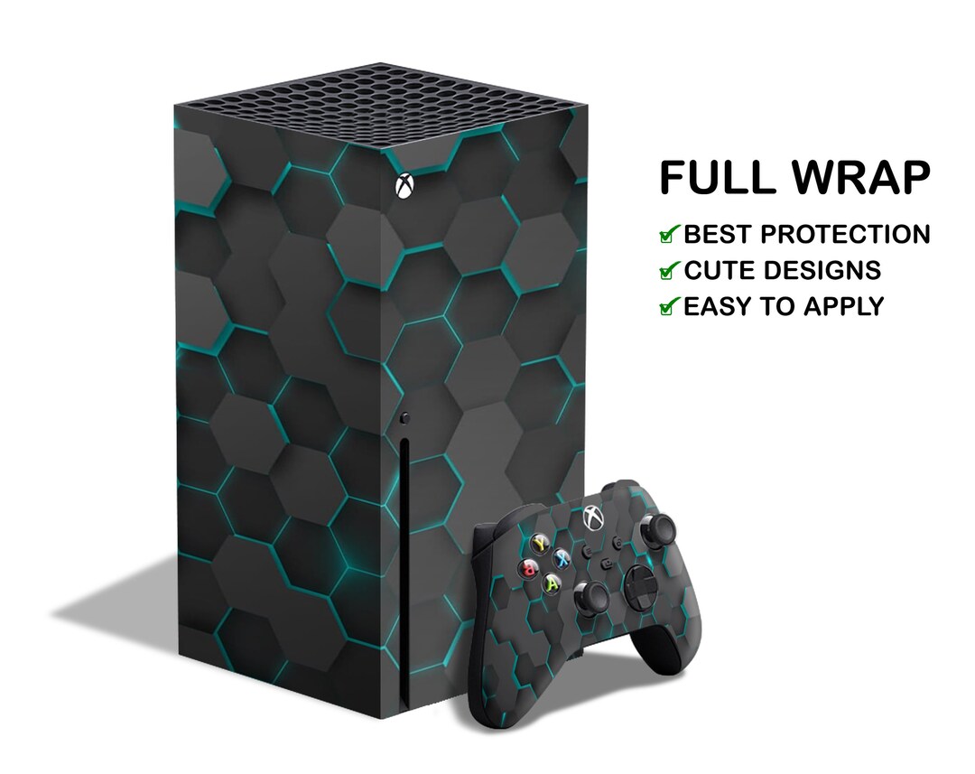 Black & Blue Neon Xbox One X Skin Xbox One S Carbon Fiber Hexagon ...