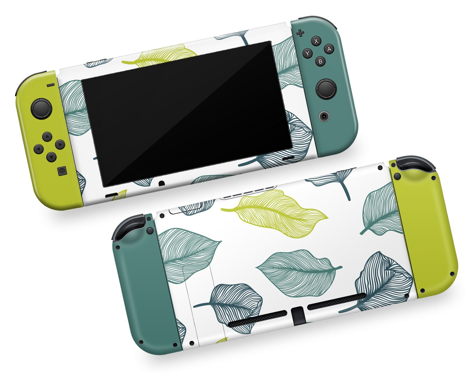 Leaves Pattern Nintendo Switch Vinyl Sticker Green Yellow | Etsy