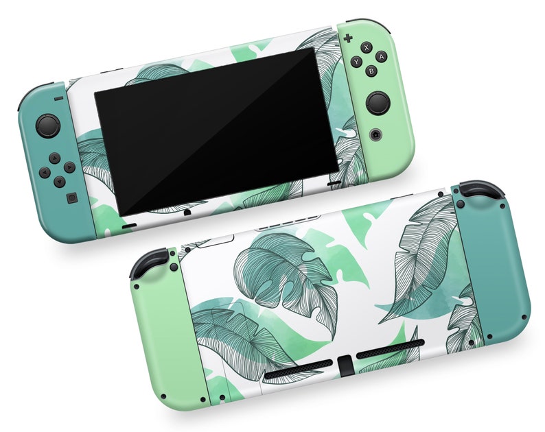 Green Leaves Pattern Nintendo Switch Vinyl Sticker Turquoise - Etsy