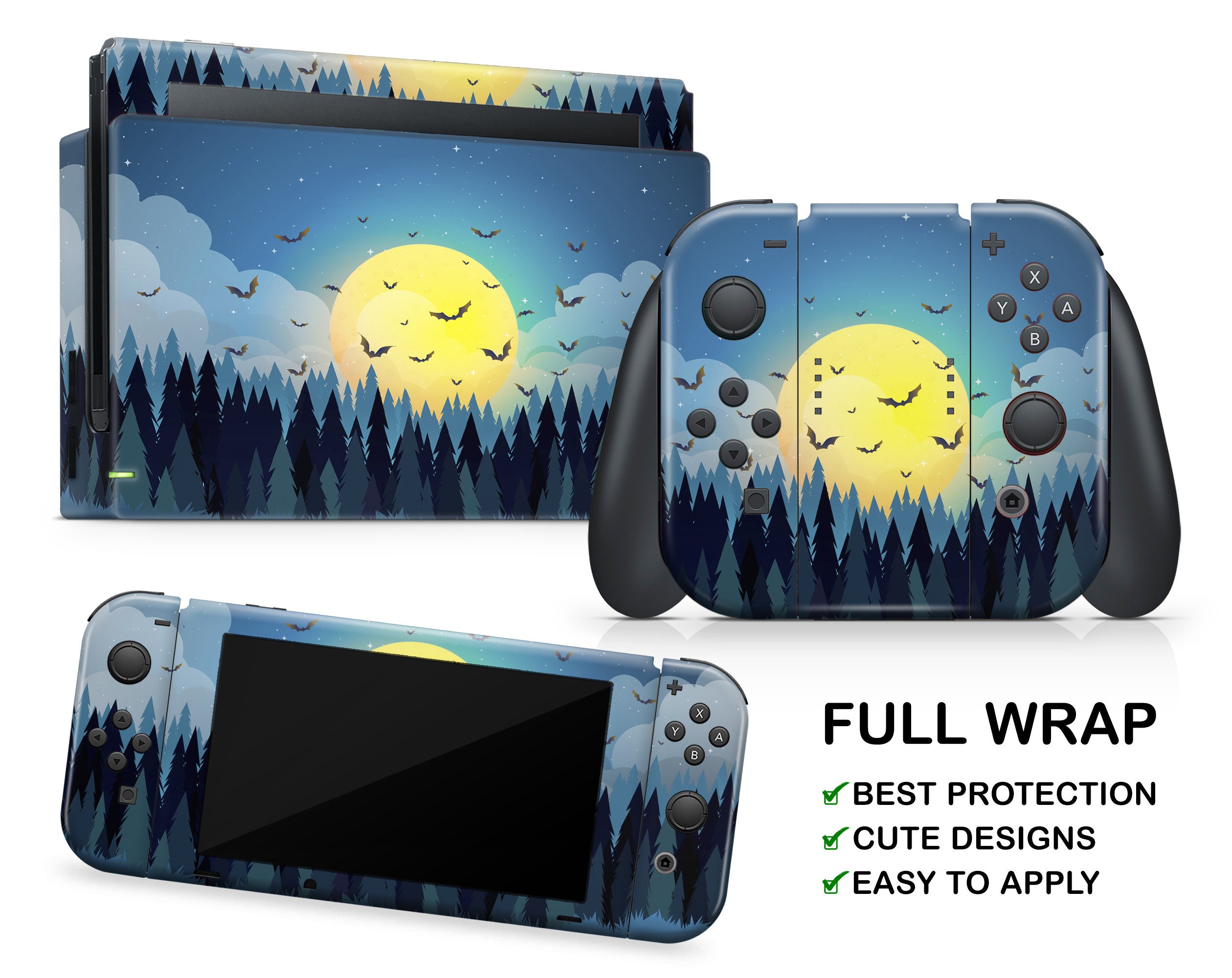 Starry Cloudy Night Nintendo Switch Skin Moonlight Forest | Etsy