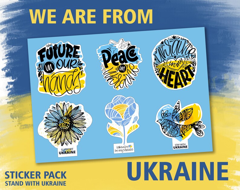 STAND WITH UKRAINE Stickers Support Ukraine Vinyl Sticker Pack - Etsy