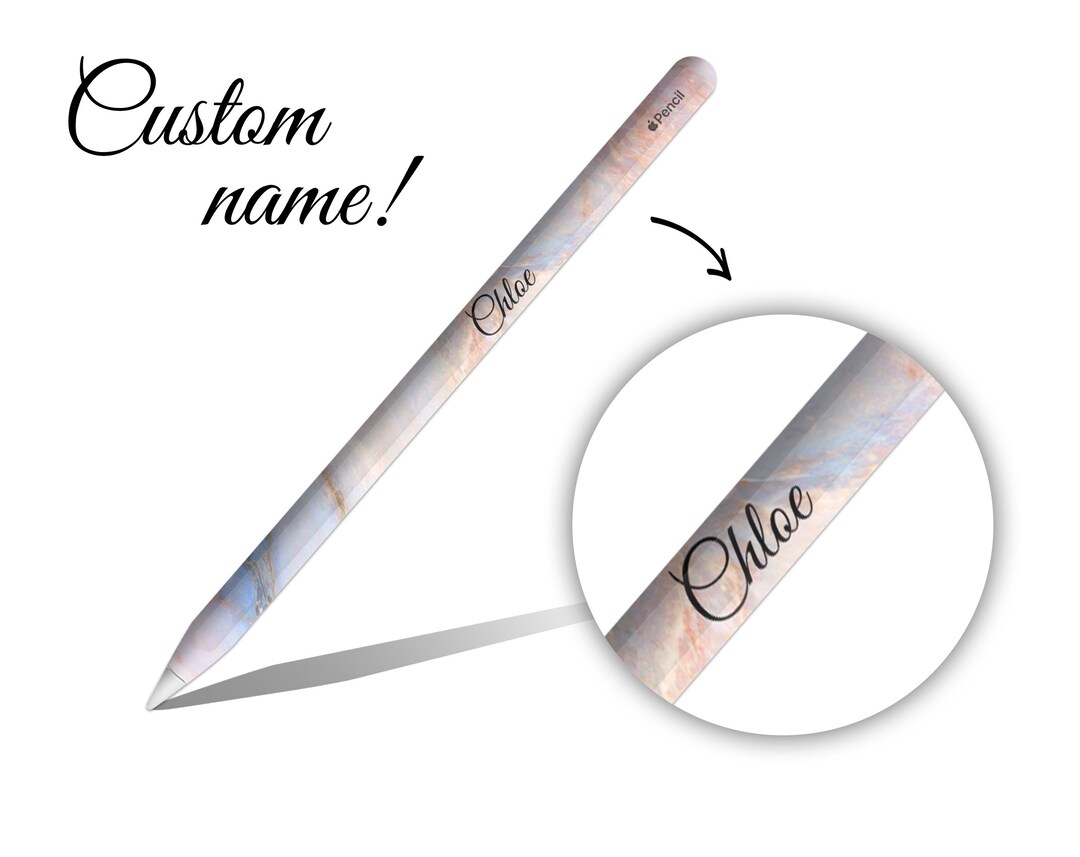 Custom Name Blue Marble Pattern Apple Pencil 1st 2nd Generation Vinyl ...