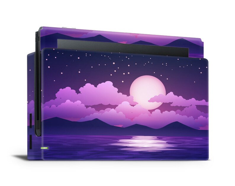 Violet Moonlight Night Nintendo Switch Skin Cloudy Pattern Joy | Etsy