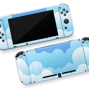 Light Blue Sky Nintendo Switch Vinyl Skin Cartoon Clouds Gamers Joy Cons Sticker Cloudy Sky ...