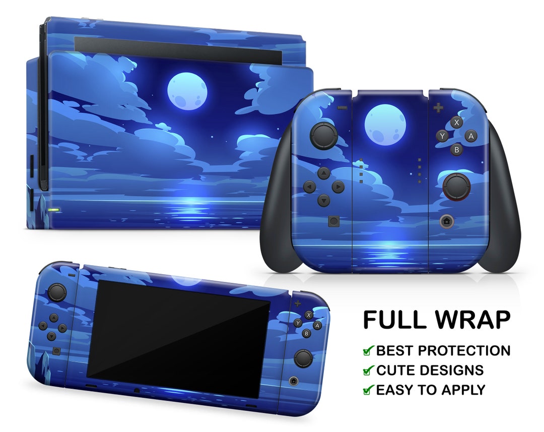 Deep Blue Night Nintendo Switch Skin Cloudy Pattern Joy Cons Sticker ...