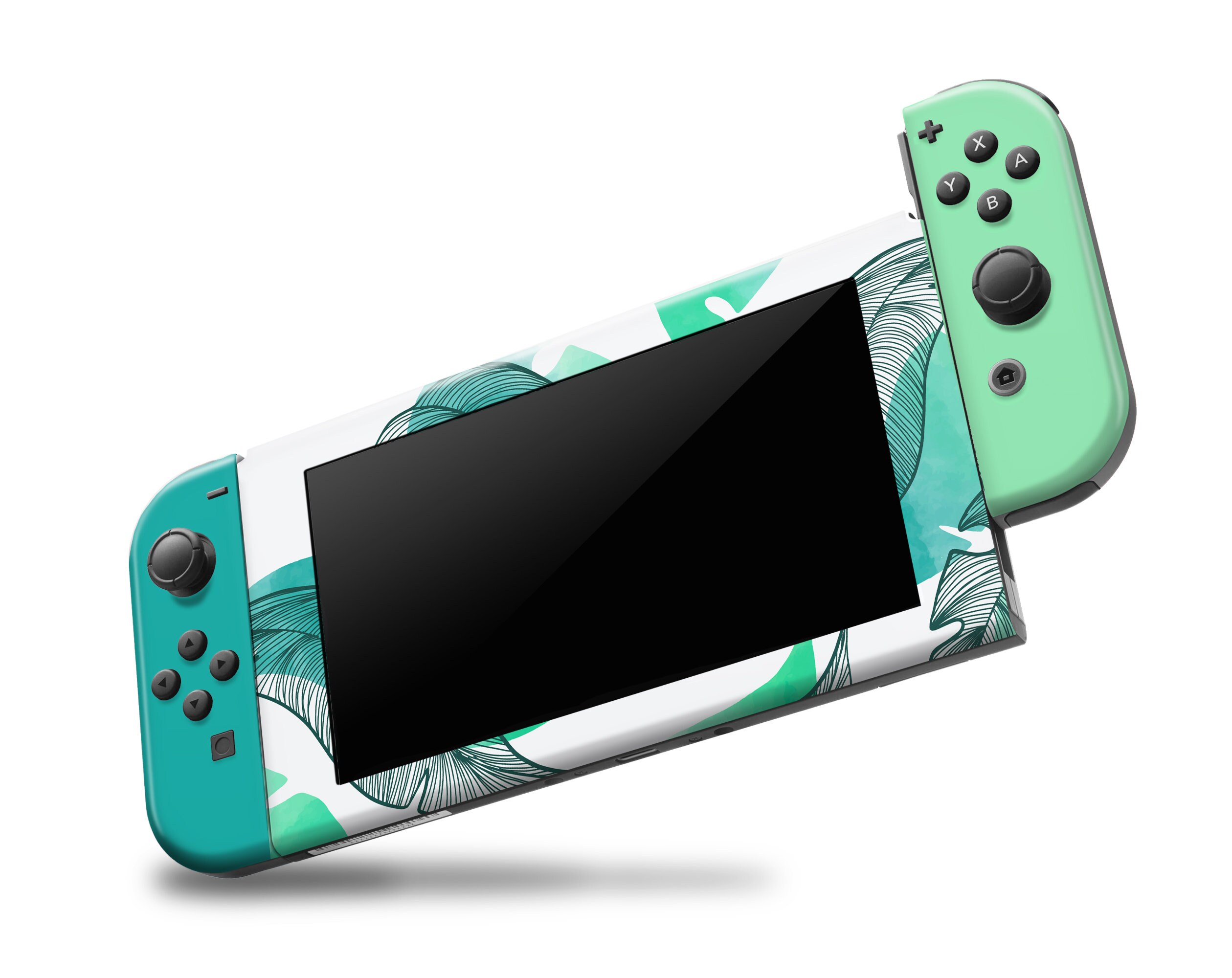 Green Leaves Pattern Nintendo Switch Vinyl Sticker Turquoise - Etsy UK